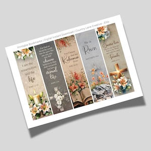Christian Easter Bible Verse Bookmarks: Floral PNG Set (digital ...