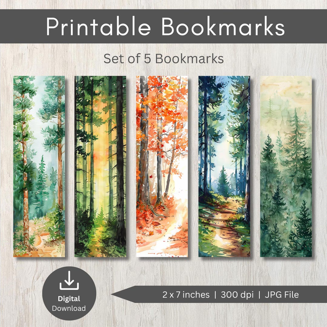 Printable Bookmarks, Landscape Bookmarks, Bookmark Set, Book Lover Gift ...