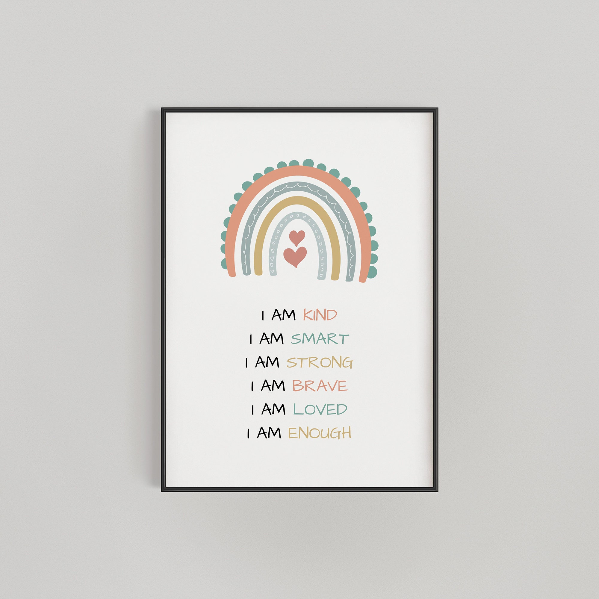 Affirmations Wall Art for Kids I Am Kind I Am Enough Nursery - Etsy