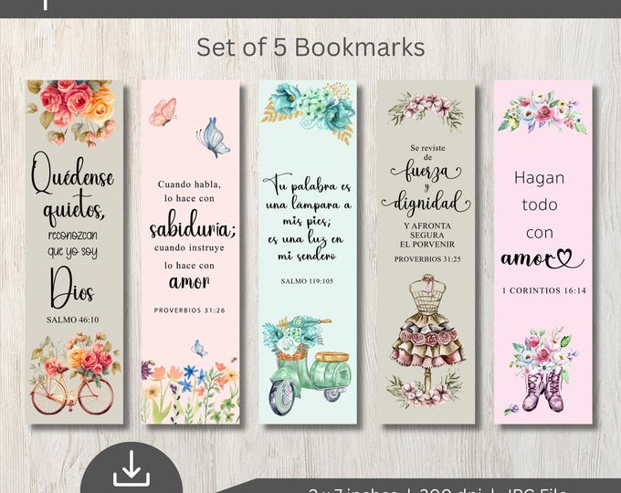 Marcadores de la Biblia en español, conjunto imprimible de 8, 7 x 2,5 ...