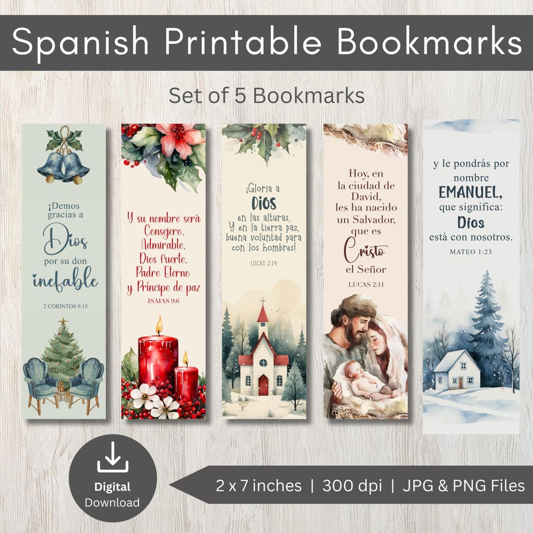 Spanish Christmas Bookmarks, Spanish Bookmarks, Christmas Bookmark ...