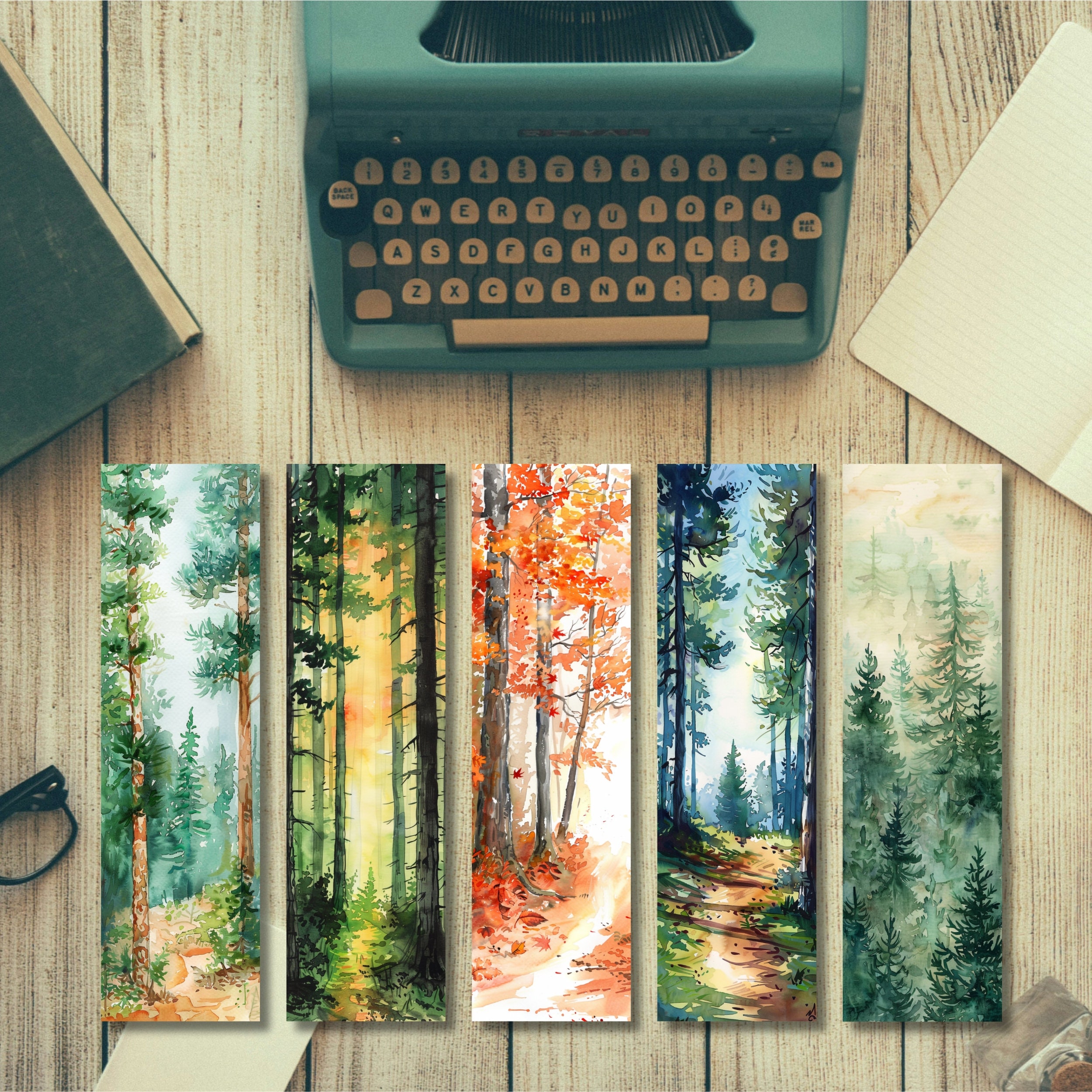 Printable Bookmarks, Landscape Bookmarks, Bookmark Set, Book Lover Gift ...