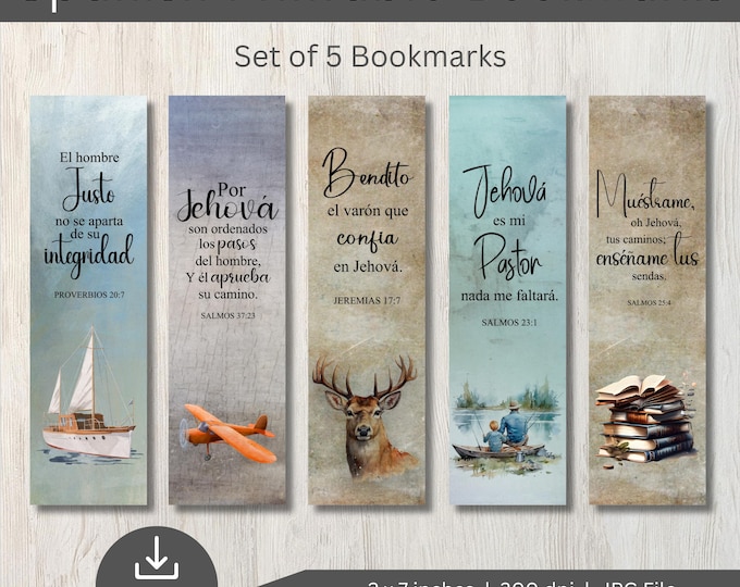 Marcadores de la Biblia en español, conjunto imprimible de 8, 7 x 2,5 ...