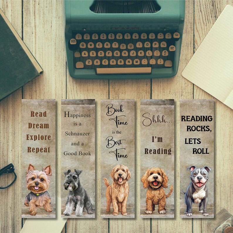 Printable Bookmarks, Dog Lover Bookmarks, Bookmark Set, Cute Bookmarks ...