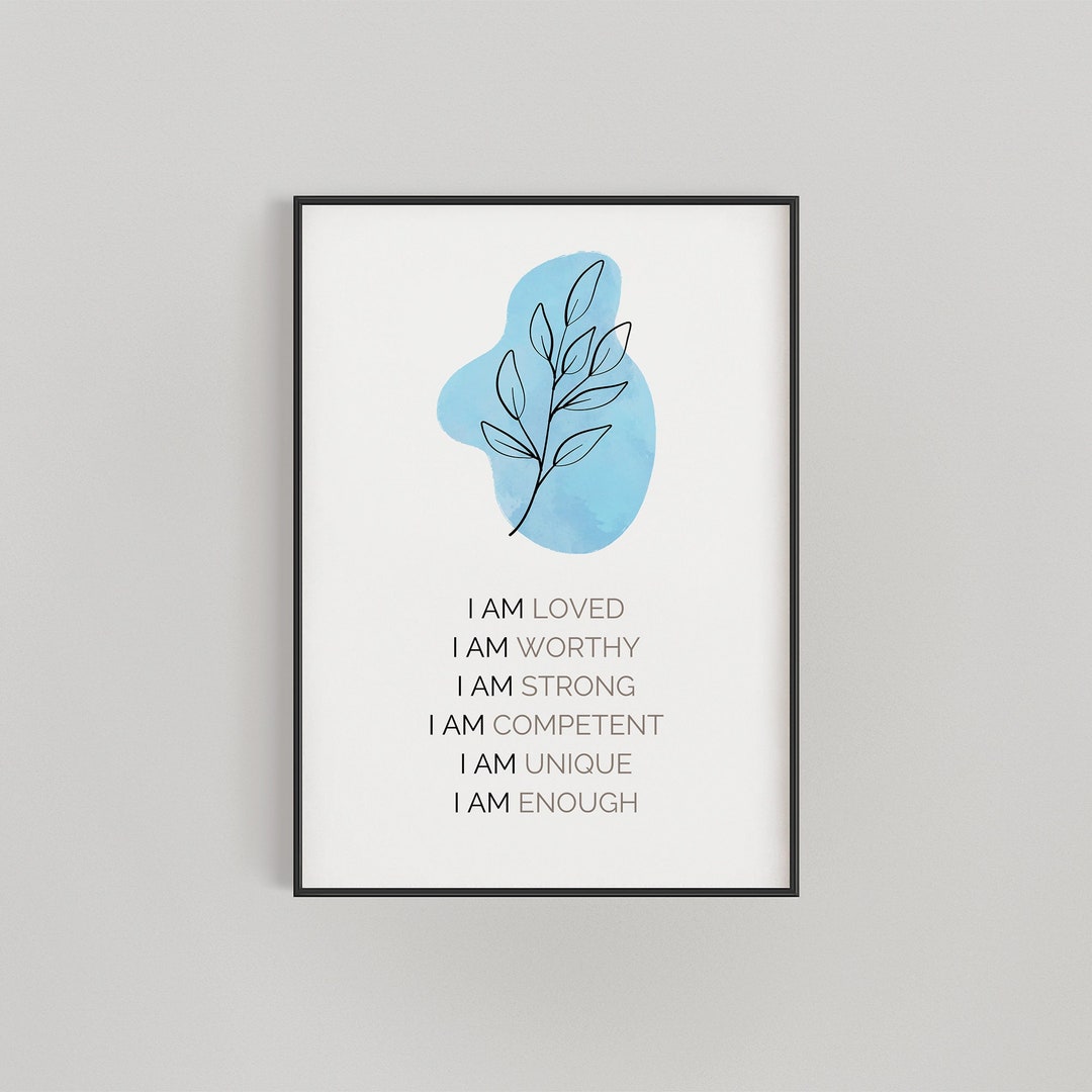 I Am Enough Positive Affirmation Self-love Printable Wall Art ...