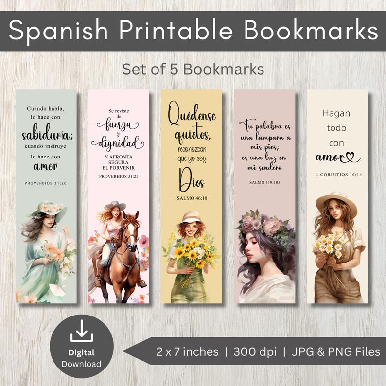 Spanish Bible Verse Bookmarks: Printable Scripture Set (PNG, JPG) - Etsy