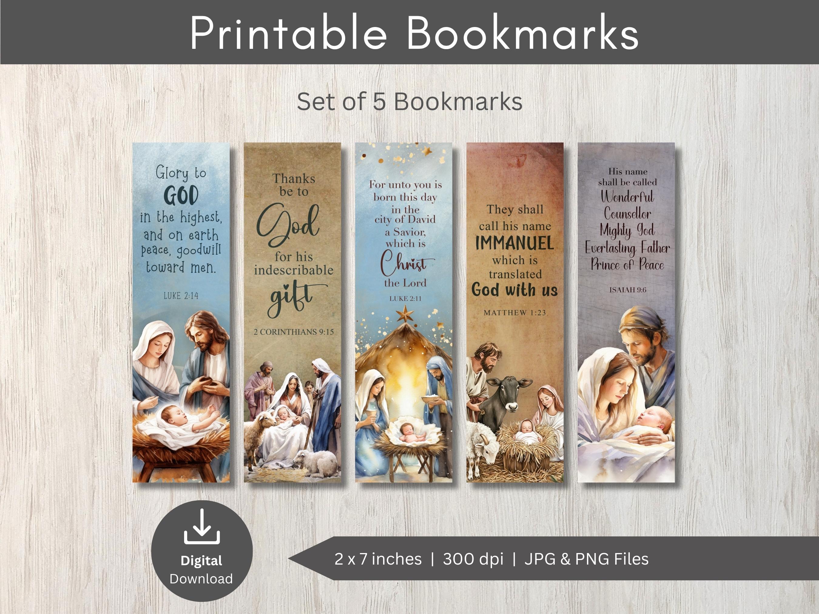 Nativity Bookmarks Printable: Christmas Bible Verse Gifts (digital ...