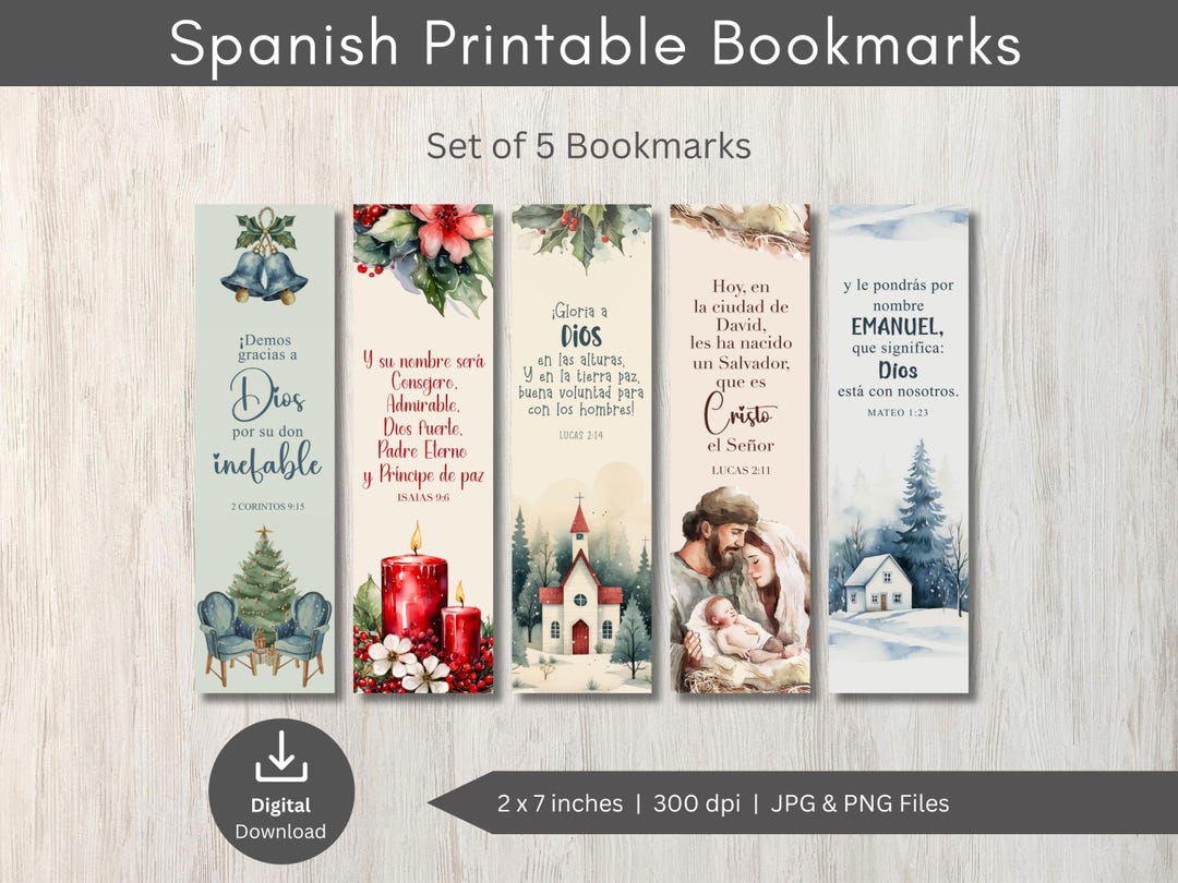 Spanish Christmas Bookmarks: Bible Verse Stocking Fillers (PNG Digital ...