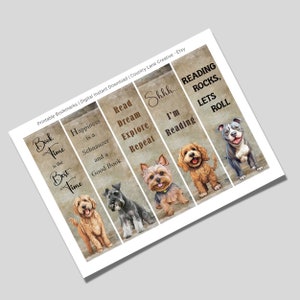 Printable Bookmarks, Dog Lover Bookmarks, Bookmark Set, Cute Bookmarks ...