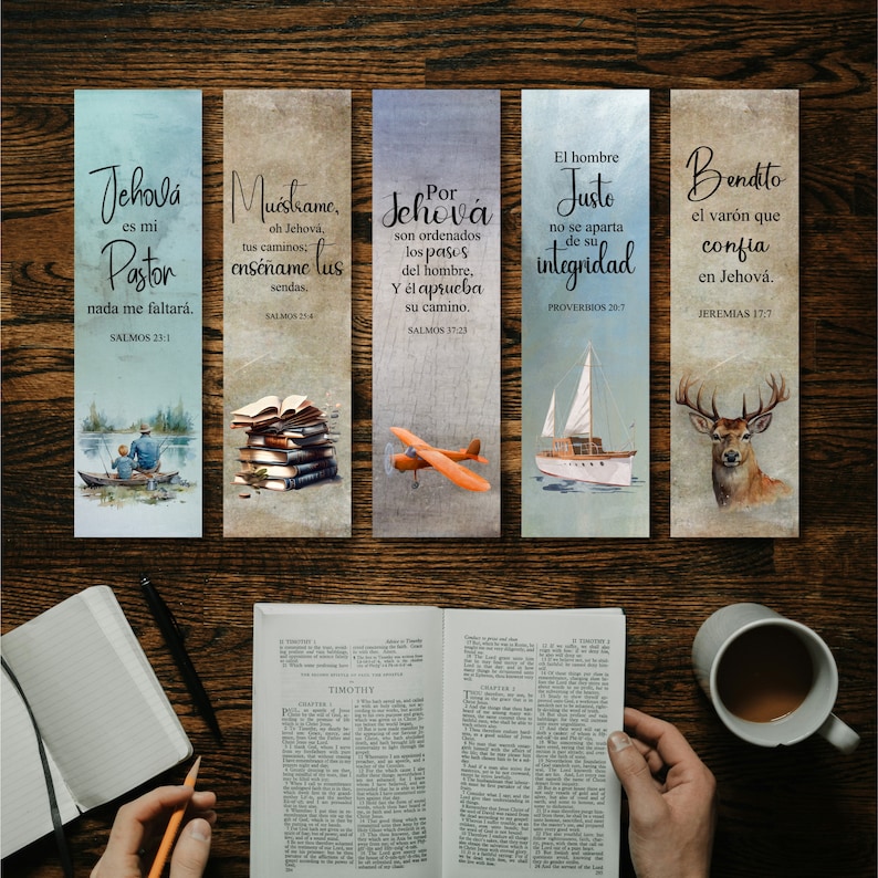 Set of 5 Spanish Bible Verse Printable Bookmarks, Christian Scripture ...