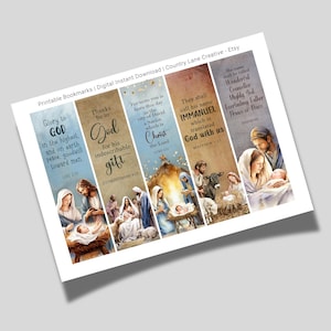 Nativity Bookmarks Printable: Christmas Bible Verse Gifts (digital ...