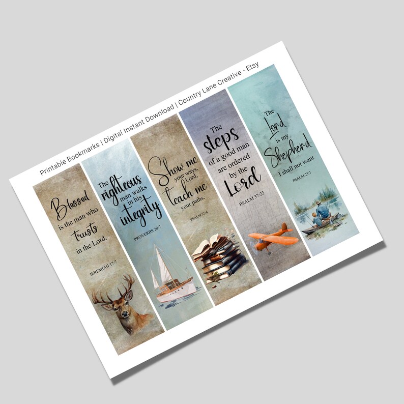 Bible Verse Bookmarks for Men, Bible Verse Bookmark Set for Men ...