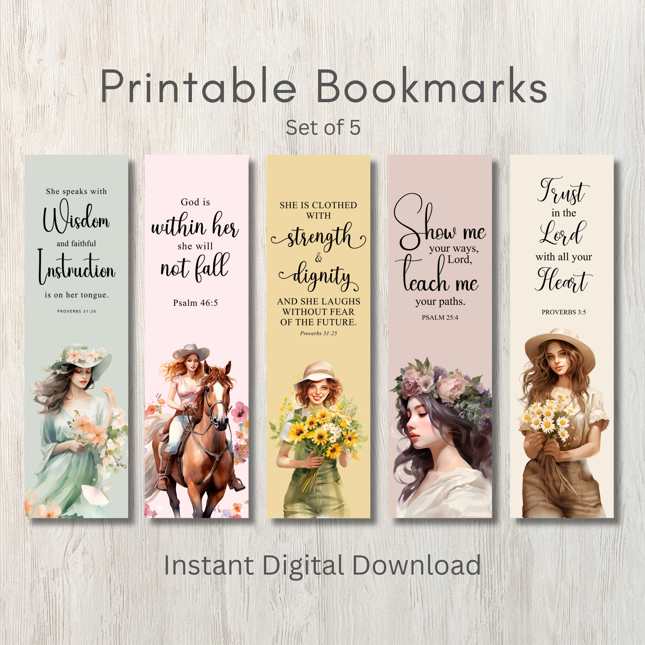 Bookmarks for Women, Printable Bookmarks, Religious Bookmarks, Bookmark ...