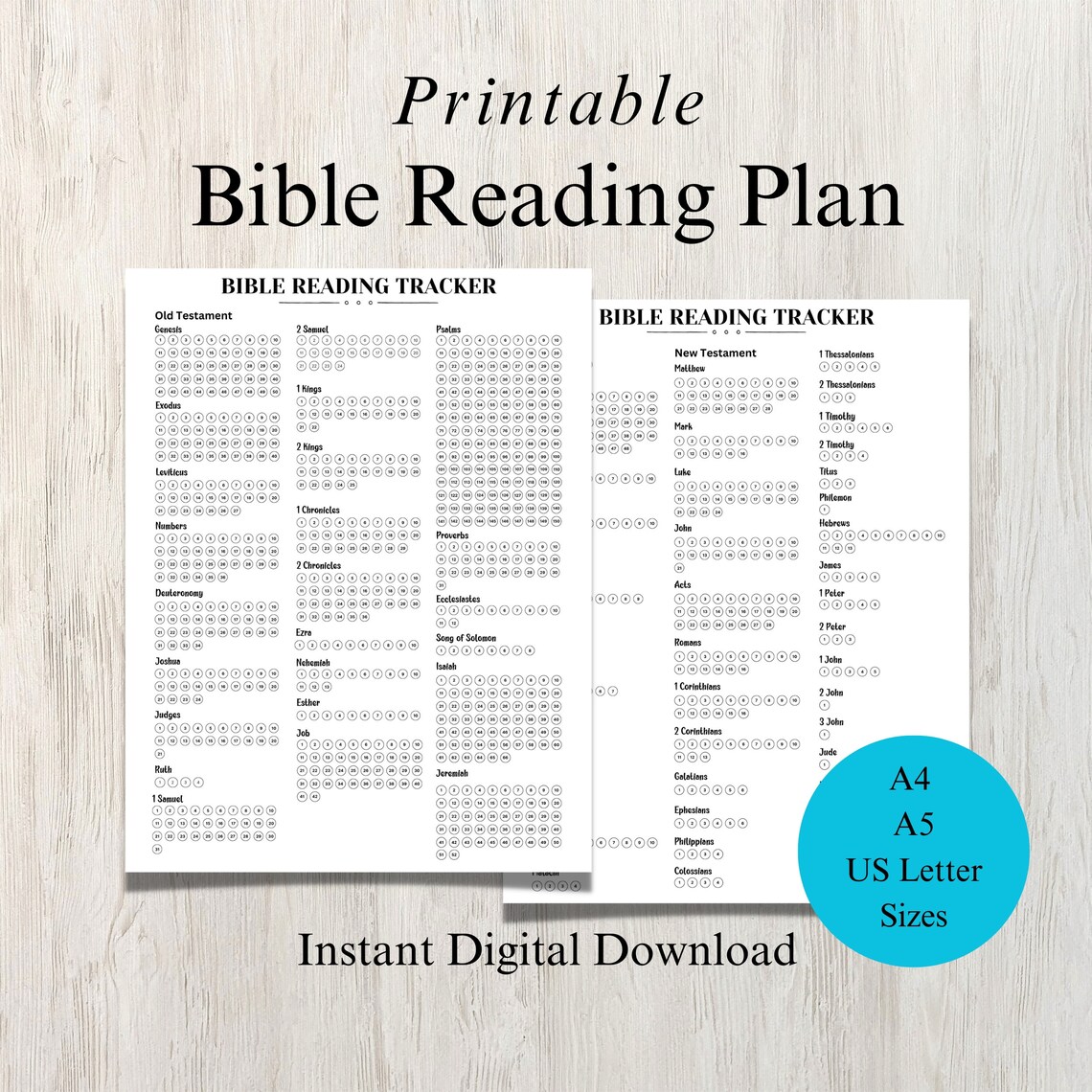 Printable Bible Reading Plan, Daily Bible Study Planner Insert, Bible ...