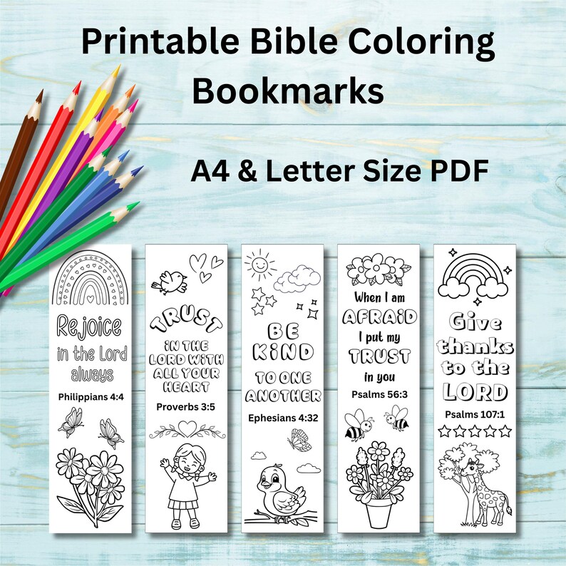 Bible Verse Coloring Bookmarks for Kids: Sunday School Activity ...