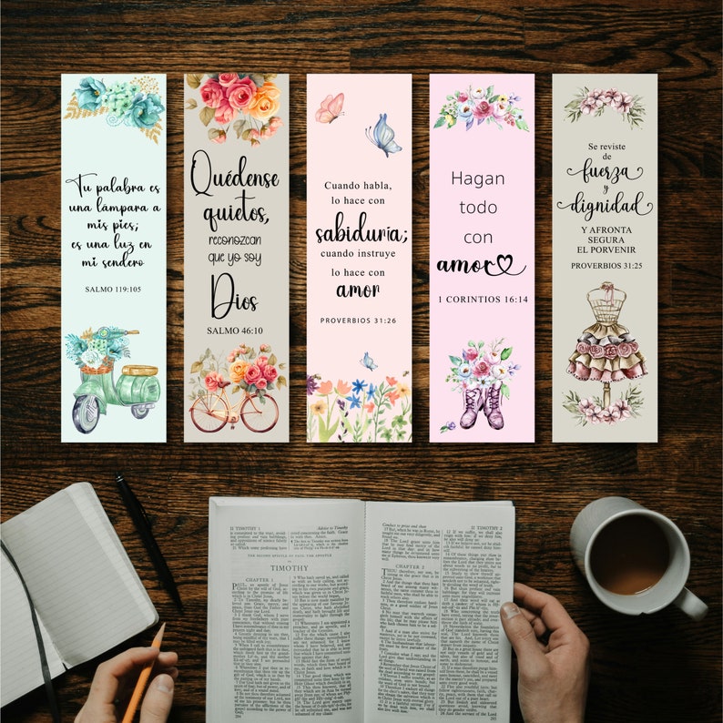 Spanish Bible Bookmarks, Bookmark Set, Printable Bible Verse Bookmarks ...