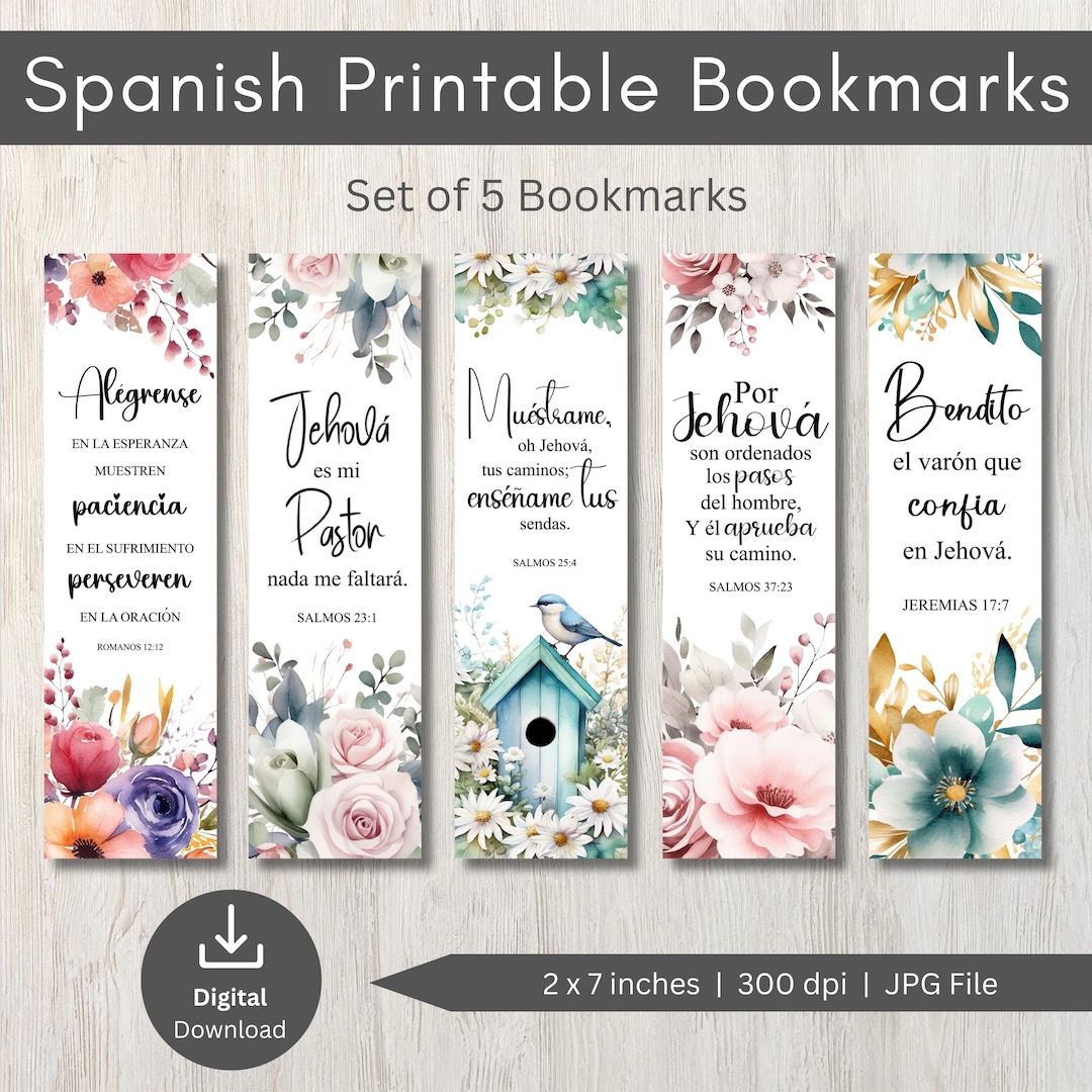 Spanish Bible Bookmarks, Bookmark Set, Printable Bible Verse Bookmarks ...