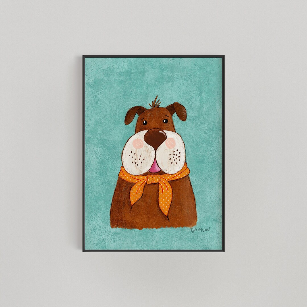 Dog Print, Dog Lovers Printable, Animal Print, Dog Wall Art, Brown Dog ...