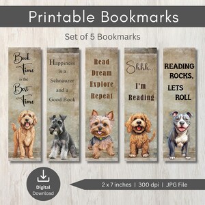 Printable Bookmarks, Dog Lover Bookmarks, Bookmark Set, Cute Bookmarks ...