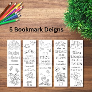 Bible Verse Coloring Bookmarks for Kids: Sunday School Activity ...