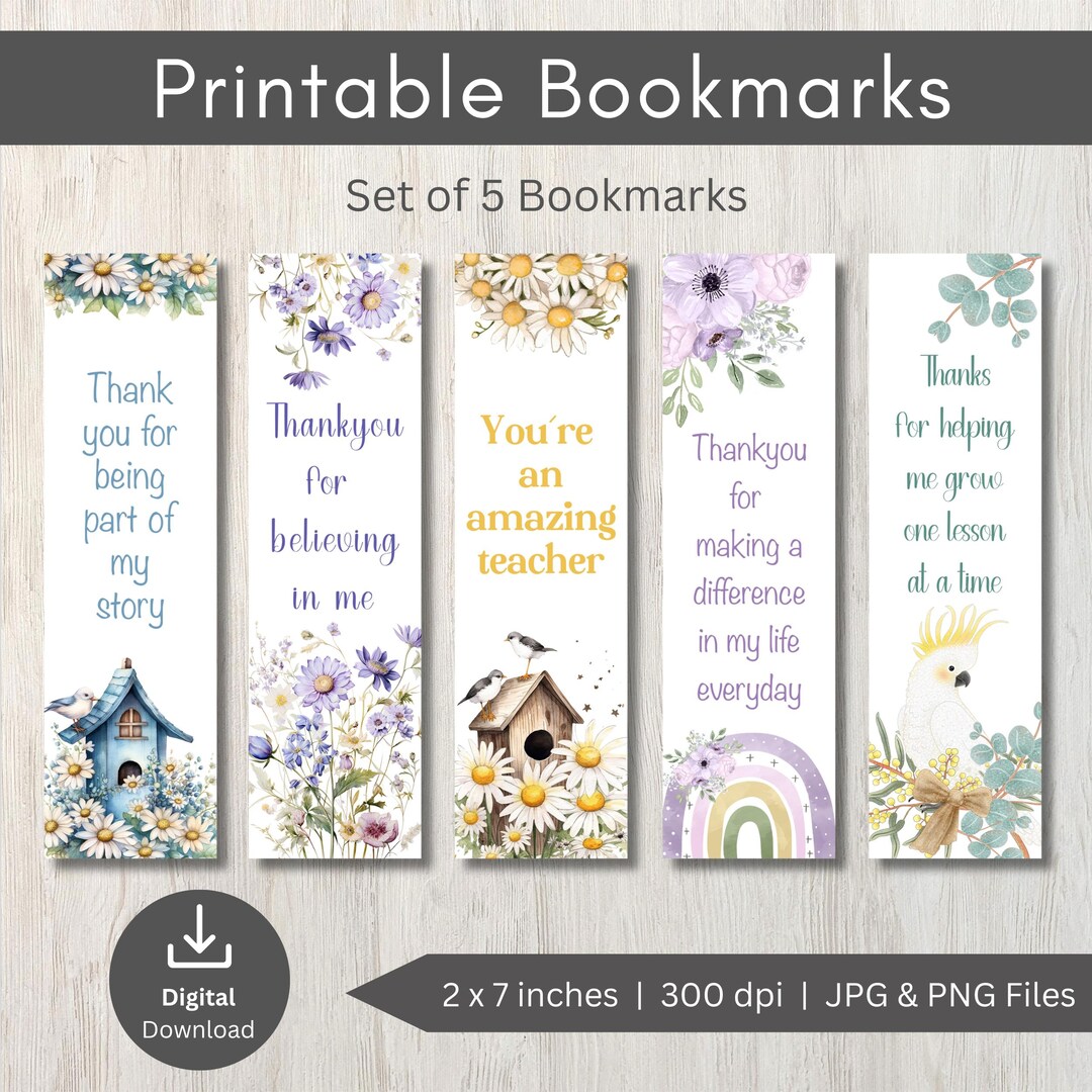 Teacher Appreciation Gift, Printable Bookmarks, Teacher Appreciation ...