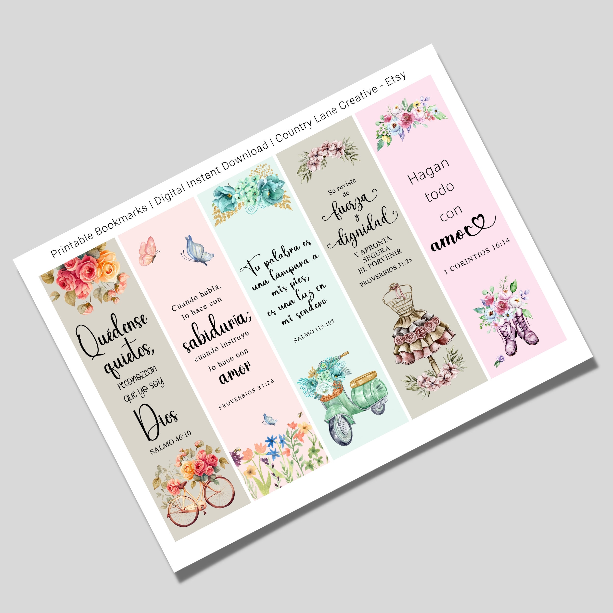 Spanish Bible Bookmarks, Bookmark Set, Printable Bible Verse Bookmarks ...