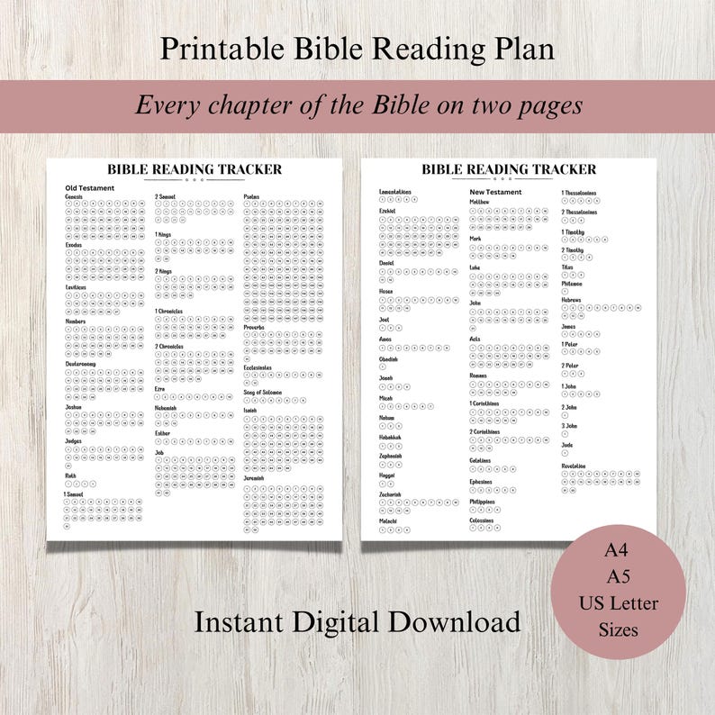 Bible Reading Plan Printable, Bible Tracker, Read the Bible in a Year ...