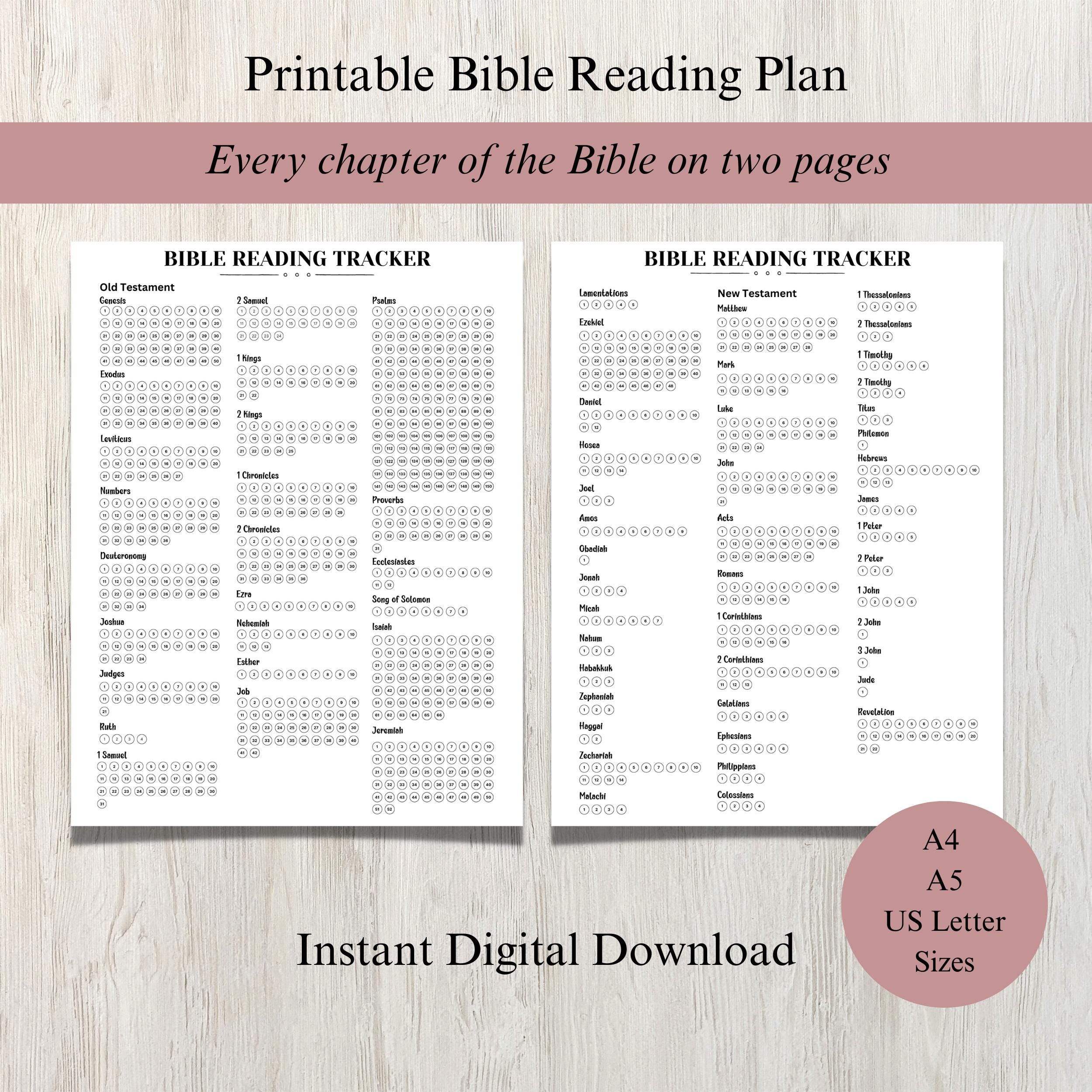 Bible Reading Plan Printable, Bible Tracker, Read the Bible in a Year ...