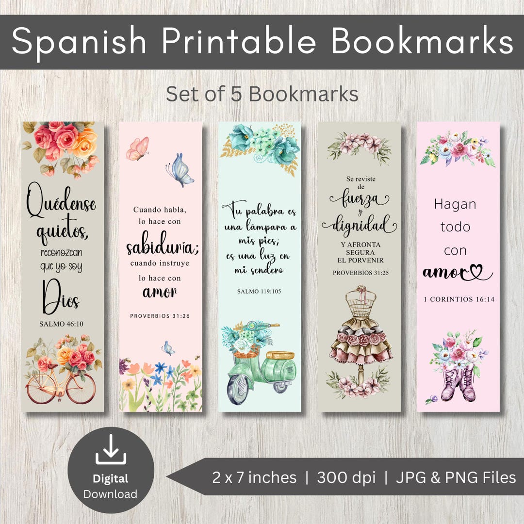 Spanish Bible Bookmarks, Bookmark Set, Printable Bible Verse Bookmarks ...
