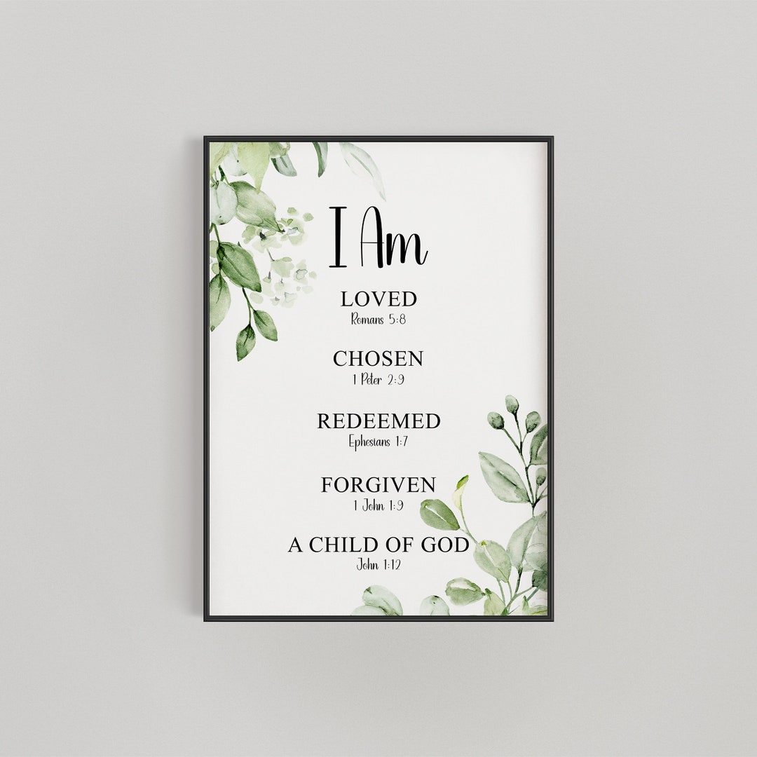 I Am Bible Verse Affirmation, Bible Affirmations, Printable Wall Art ...