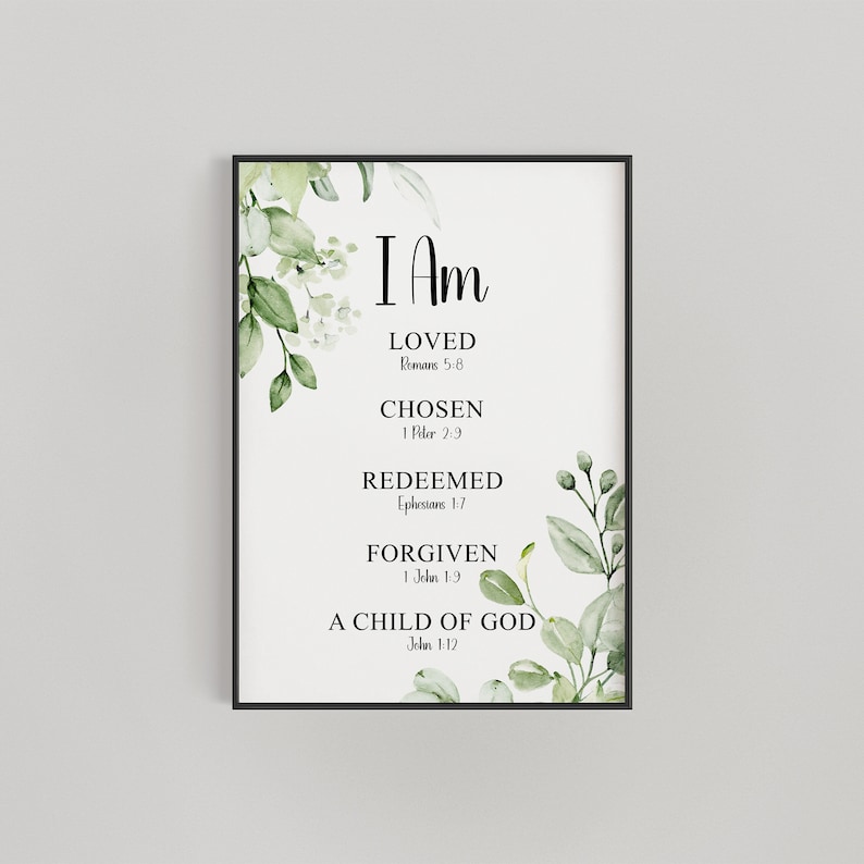 I Am Bible Verse Affirmation, Bible Affirmations, Printable Wall Art ...