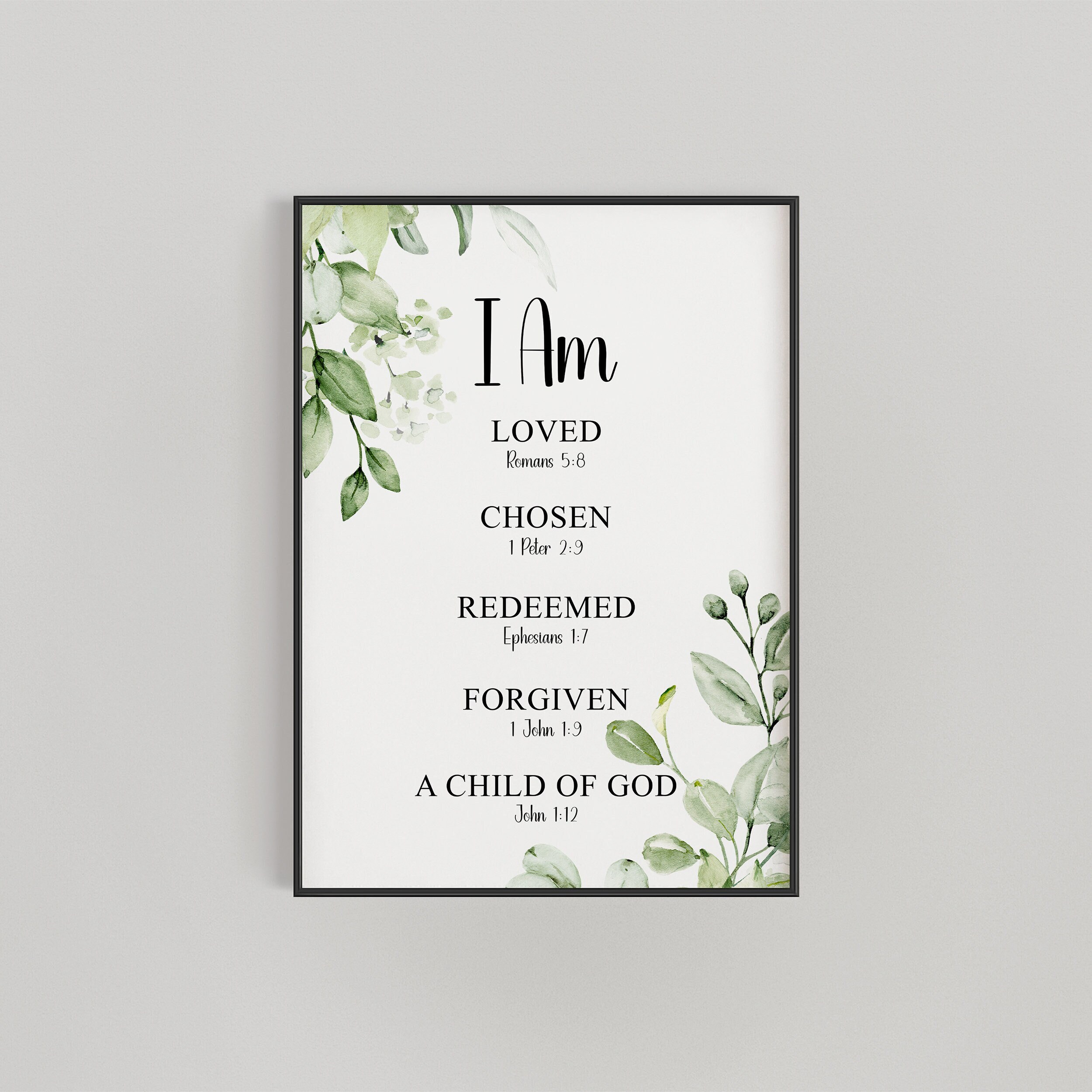 I Am Bible Verse Affirmation, Bible Affirmations, Printable Wall Art ...