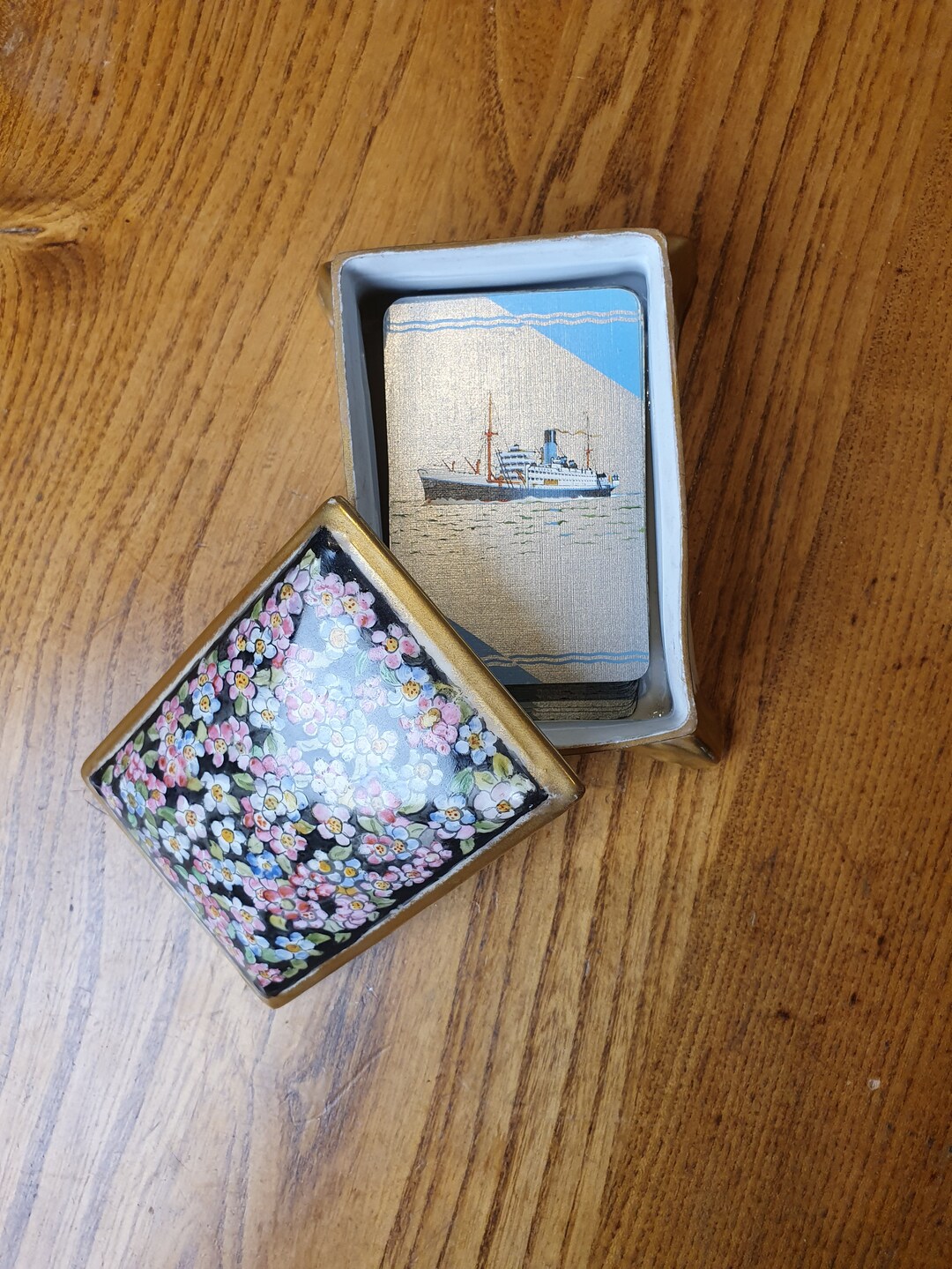 Vintage Ceramic Hand Painted Porcelain Box With Full Pack Vintage ...