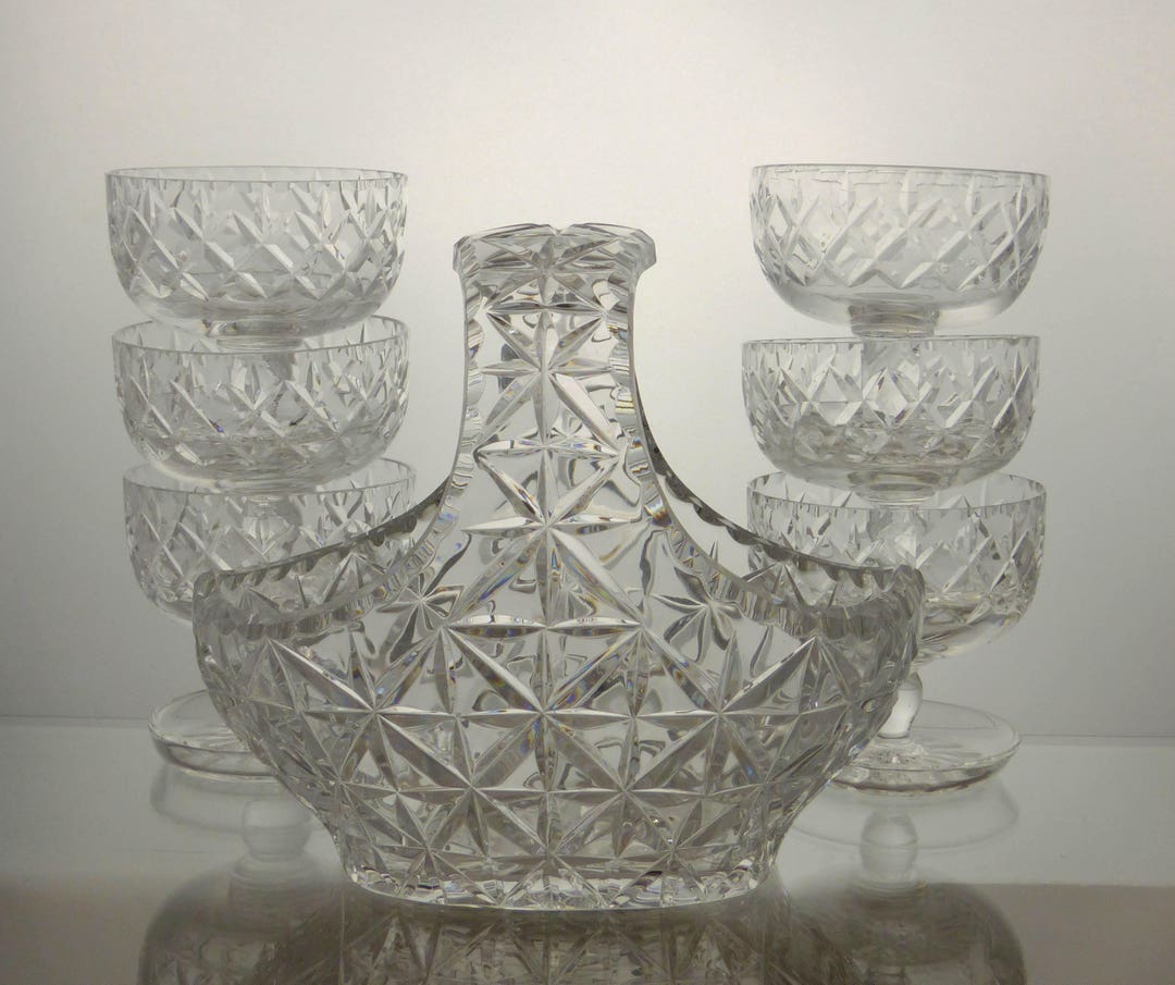 Crystal Glass Sundae/ Dessert Set. 6 Stemmed Dishes. Fruit Salad ...