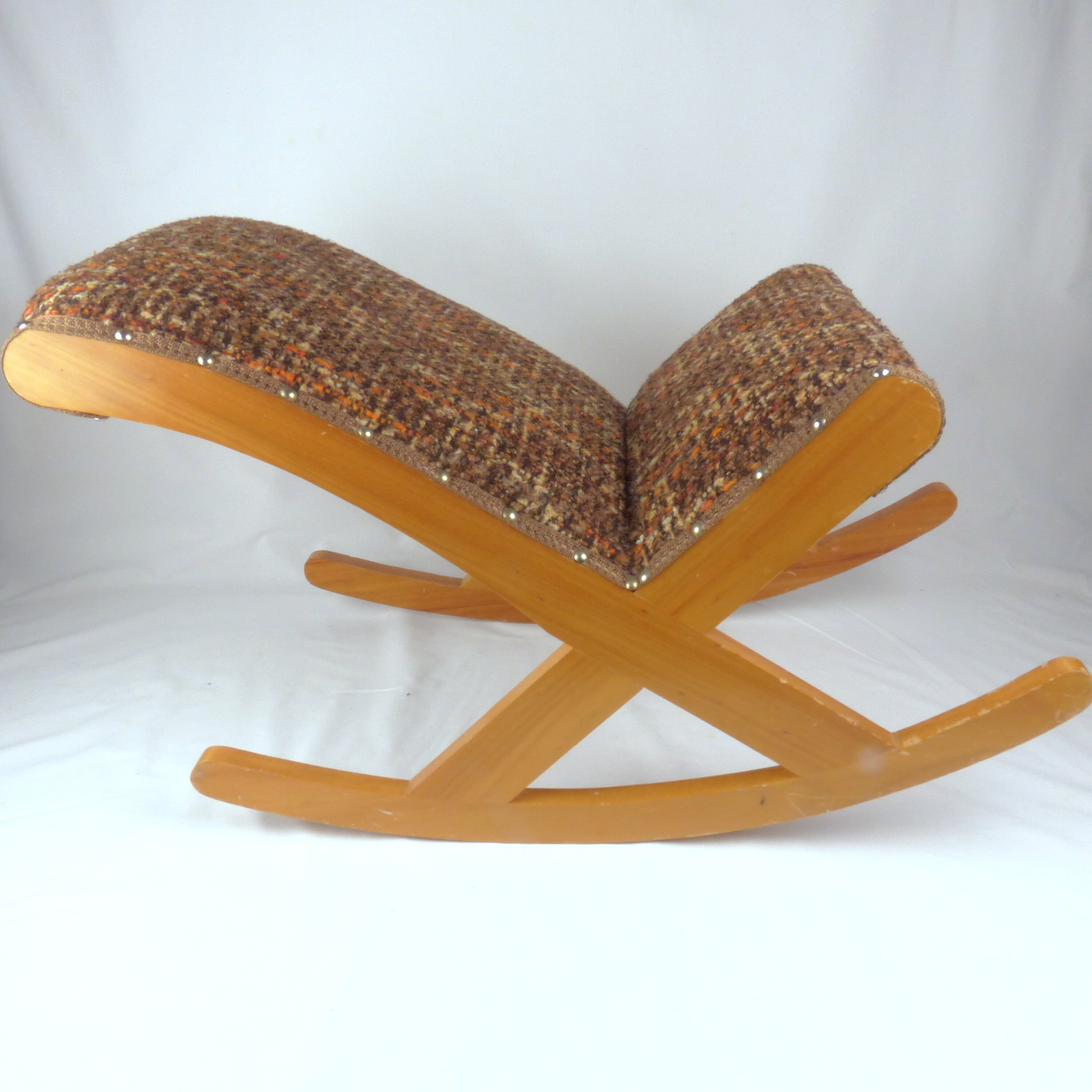 Mid Century Tweed Covered Rocking Foot Stool - Etsy UK