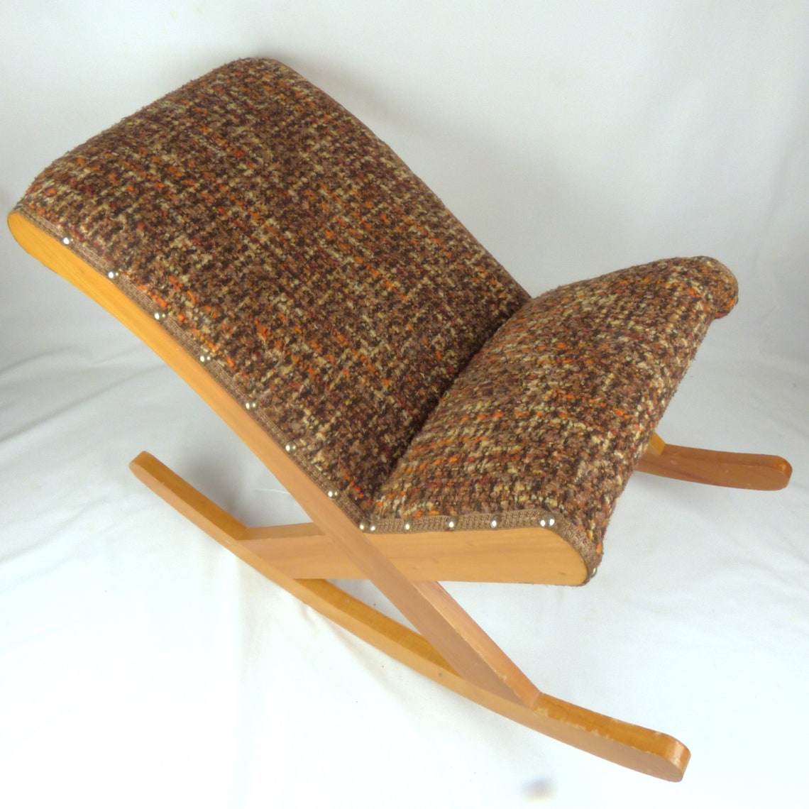 Mid Century Tweed Covered Rocking Foot Stool | Etsy UK