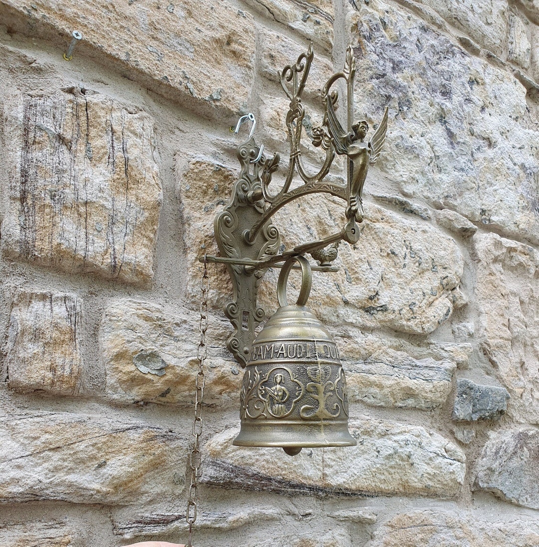 Large Brass Hanging Bell: Monastery Style Door Bell With Chain - Etsy