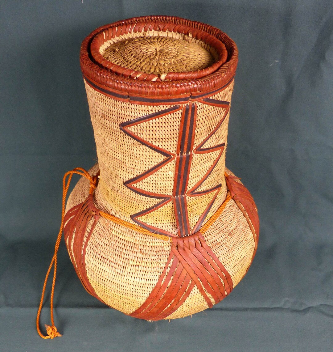 African Tribal Object Sudanese Rizekat Covered Wedding Basket. Woven ...