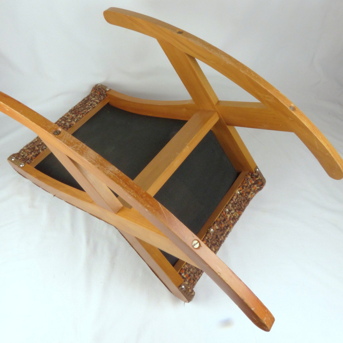 Mid Century Tweed Covered Rocking Foot Stool | Etsy UK