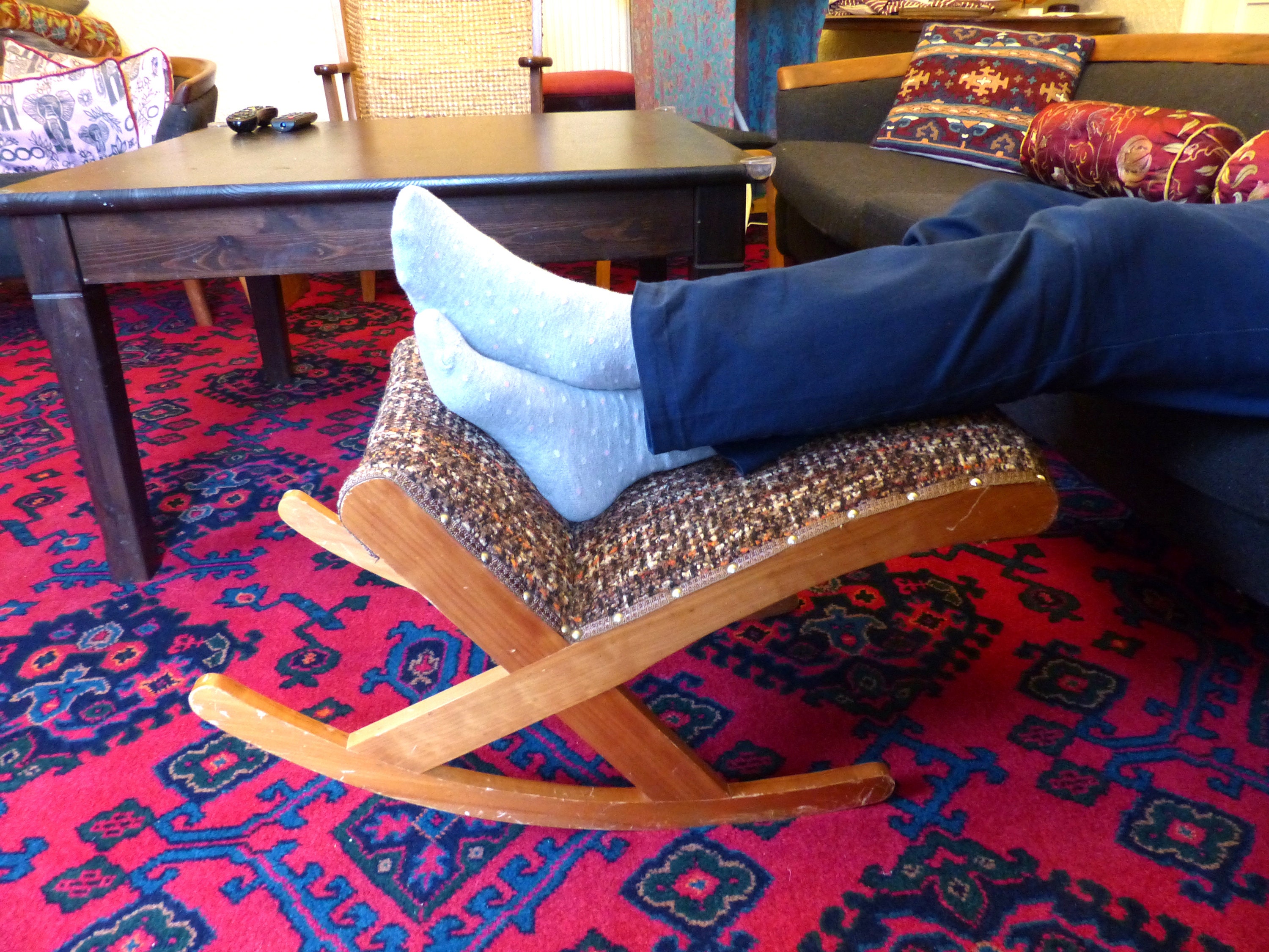 Mid Century Tweed Covered Rocking Foot Stool - Etsy UK