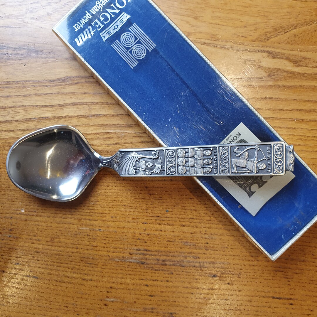 Vintage Konge Tinn Pewter Serving Spoon: St Olav Viking Design ...