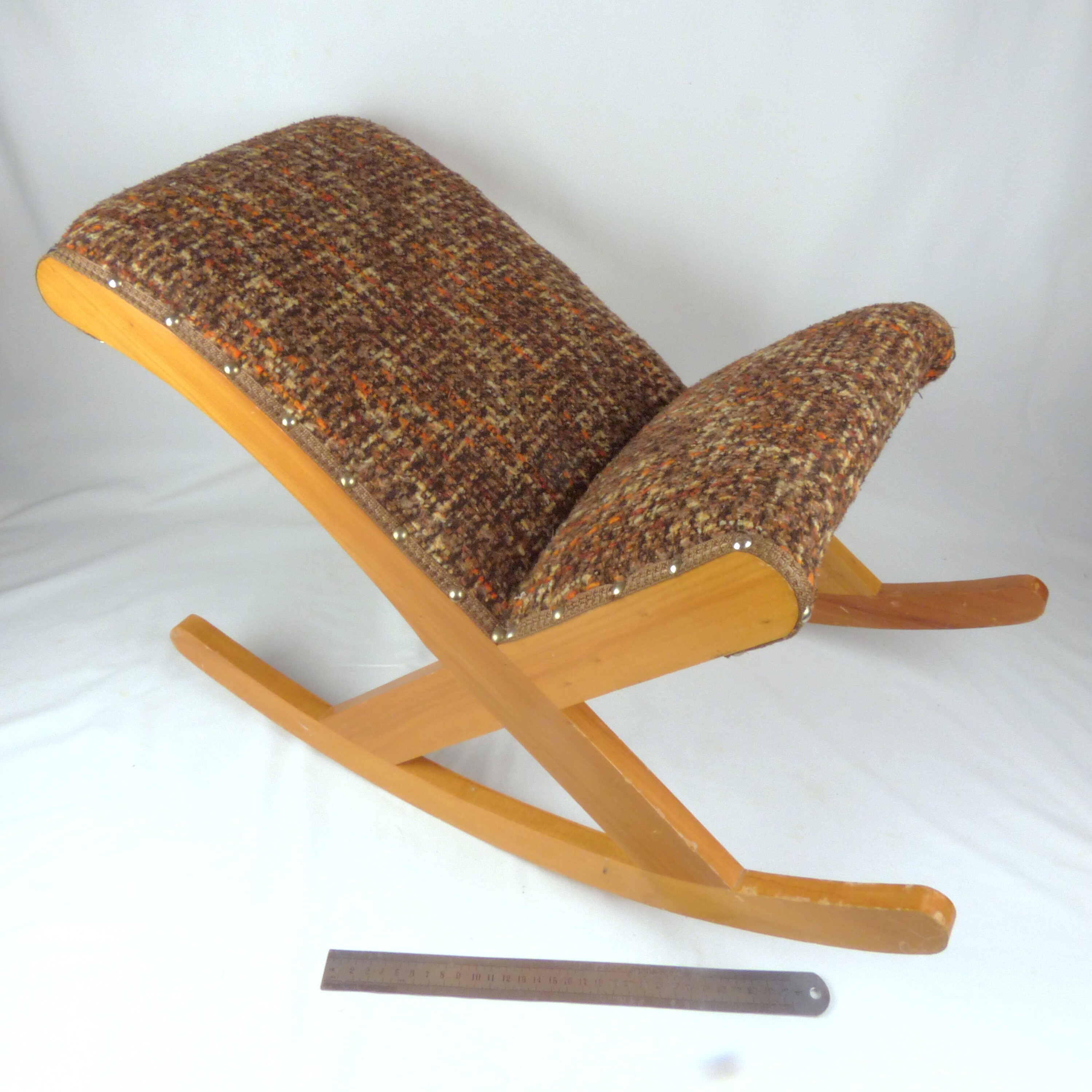 Mid Century Tweed Covered Rocking Foot Stool - Etsy UK