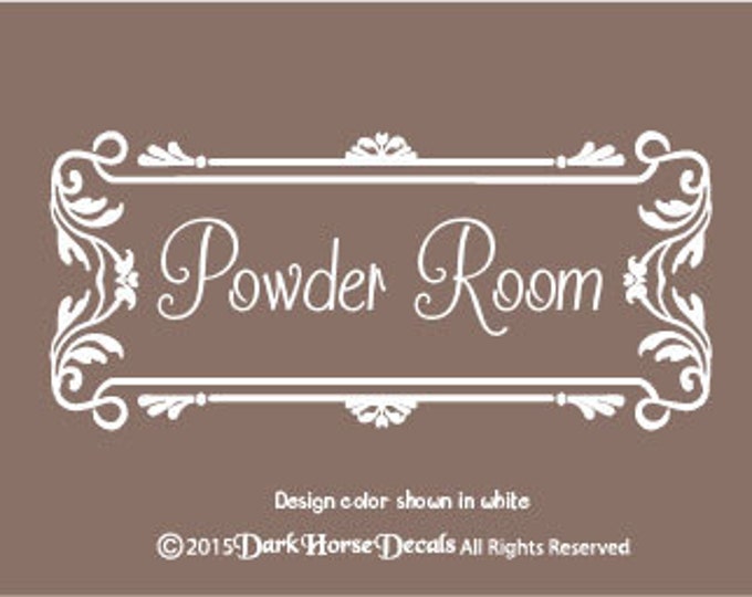 Vintage Powder Room Decal for Wall, Door or Glass Bathroom Vinyl Decal ...