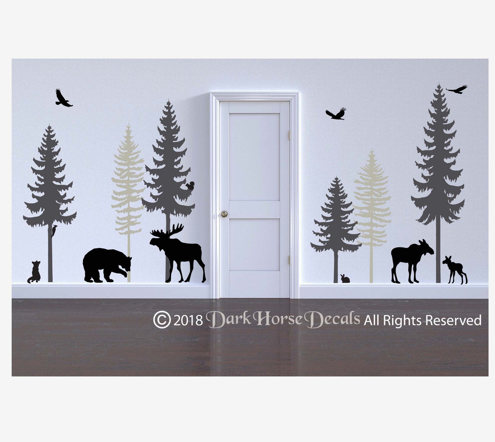 Forest Friends Woodland Wall Decal Trees and Animals - Etsy