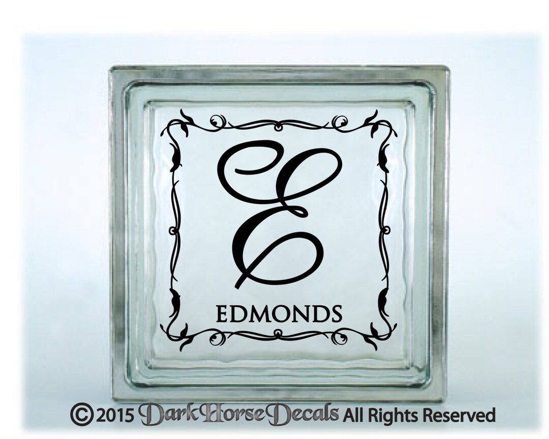 Elegant Monogram Personalized Decal for Glass Block / Vinyl Decal - Etsy