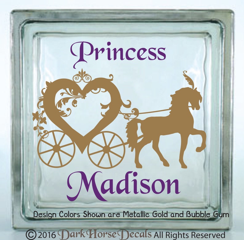 Personalized Princess Horse and Carriage Decal for Glass Block | Etsy