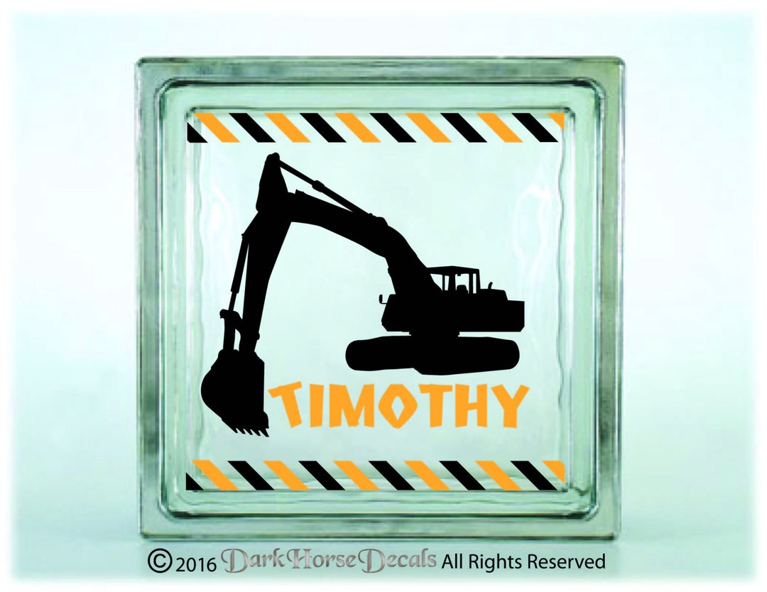 Personalized Excavator Decal for Glass Block Vinyl Decal / Kids ...