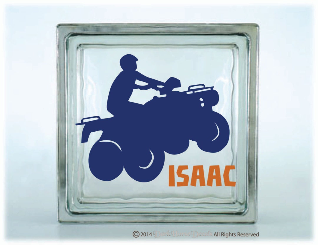 Personalized Quad Vinyl Decal for Glass Block / Kids 4 Wheeler ATV ...