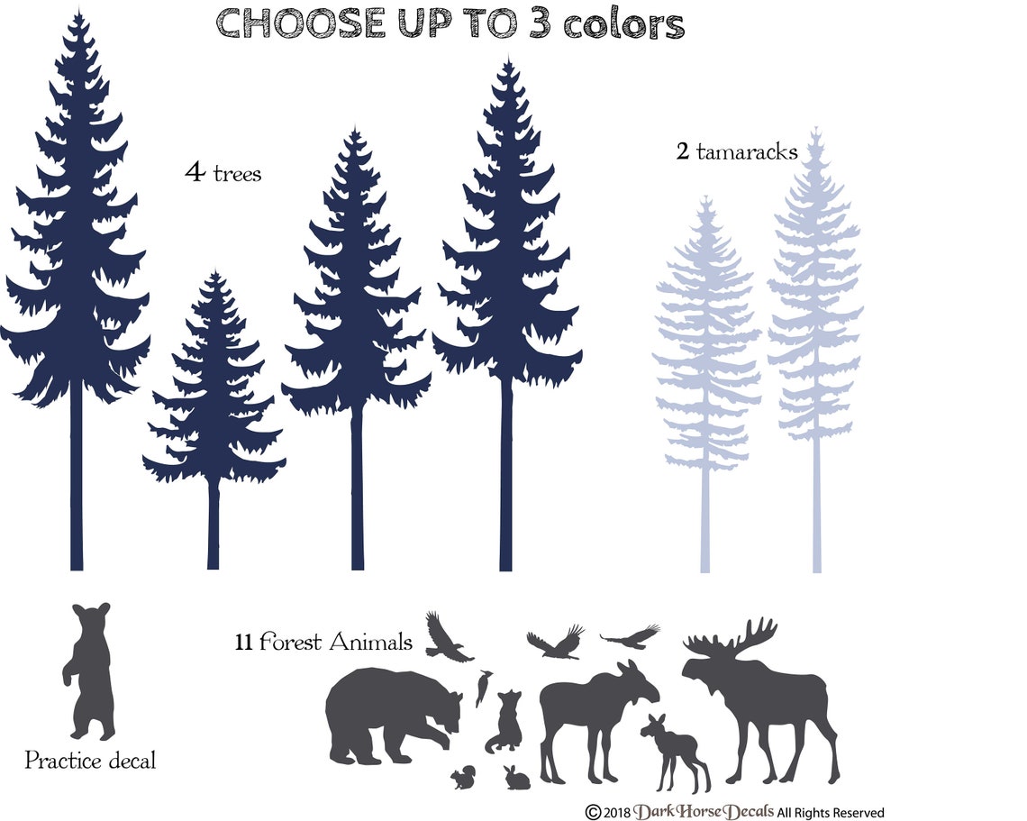 Forest Friends Woodland Wall Decal Trees and Animals - Etsy