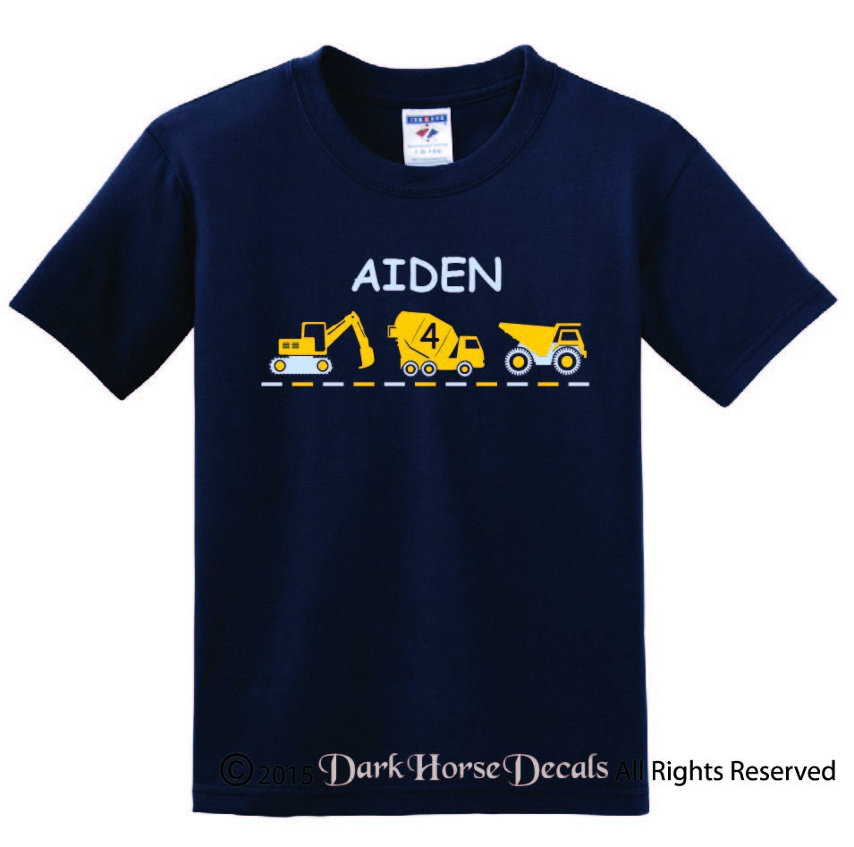 Personalized Construction Vehicles T Shirt, Boy Tee With Name, Dump ...